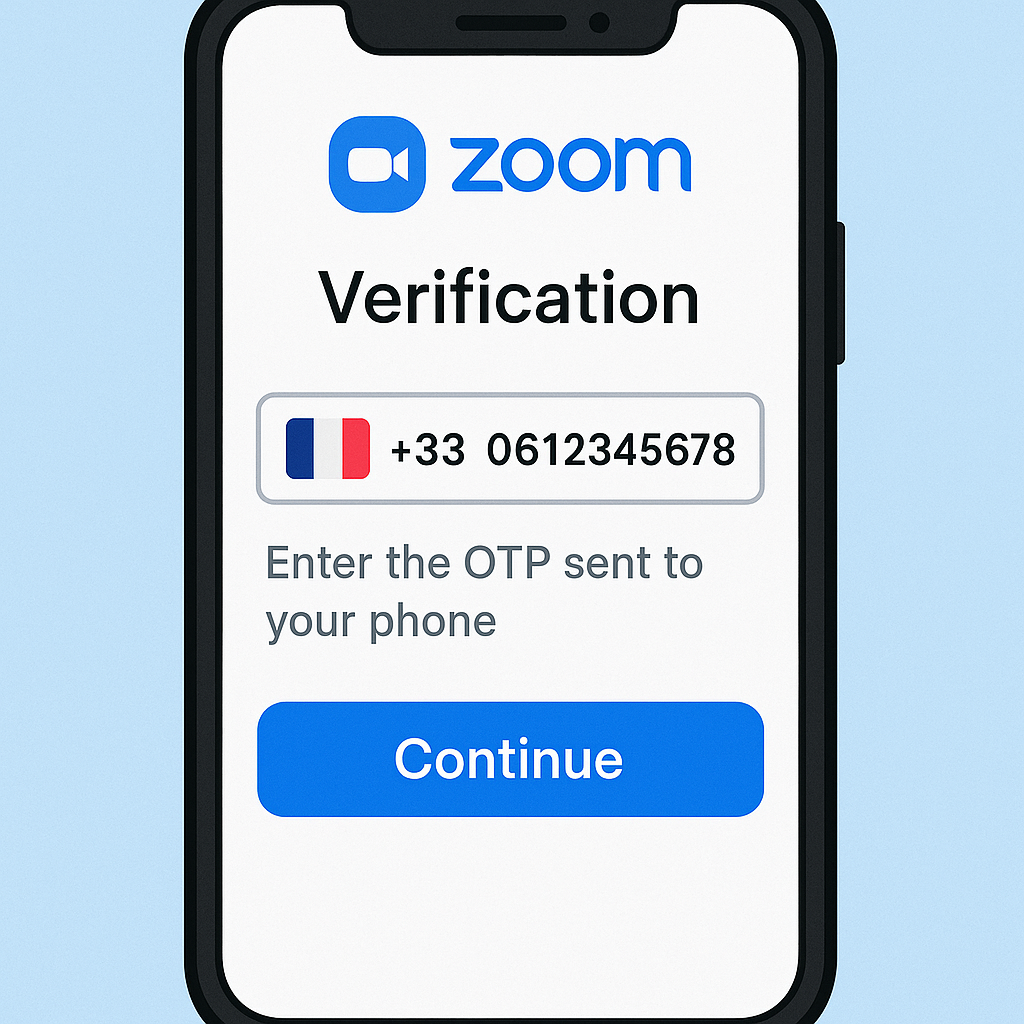 التحقق من حساب Zoom باستخدام أرقام فرنسية مستأجرة